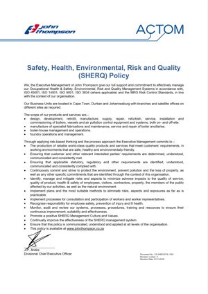 Quality & Accreditations - John Thompson